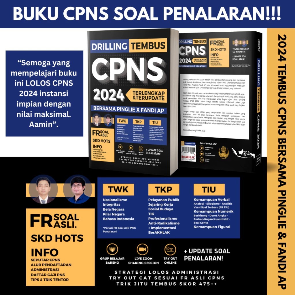 หนังสือการหดตัว CPNS 2024 PING LIE x FANDI AP / BOOK CPNS 2024 อัปเดตใหม่ QUESTIONS | Shopee ...