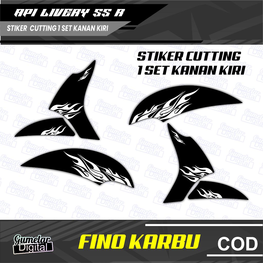 CUTTING SIMPLE STICKER YAMAHA FINO FIRE CARBURE LIVERY SS R CUTTING/UV ...