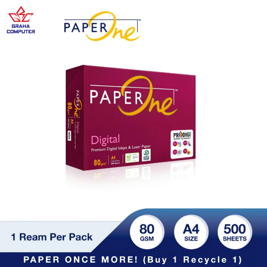 Paperone HVS Paper, Photocoopy A4 80gsm Digital, Carbon Neutral 1 Ream (500 แผ่น) | Shopee Thailand