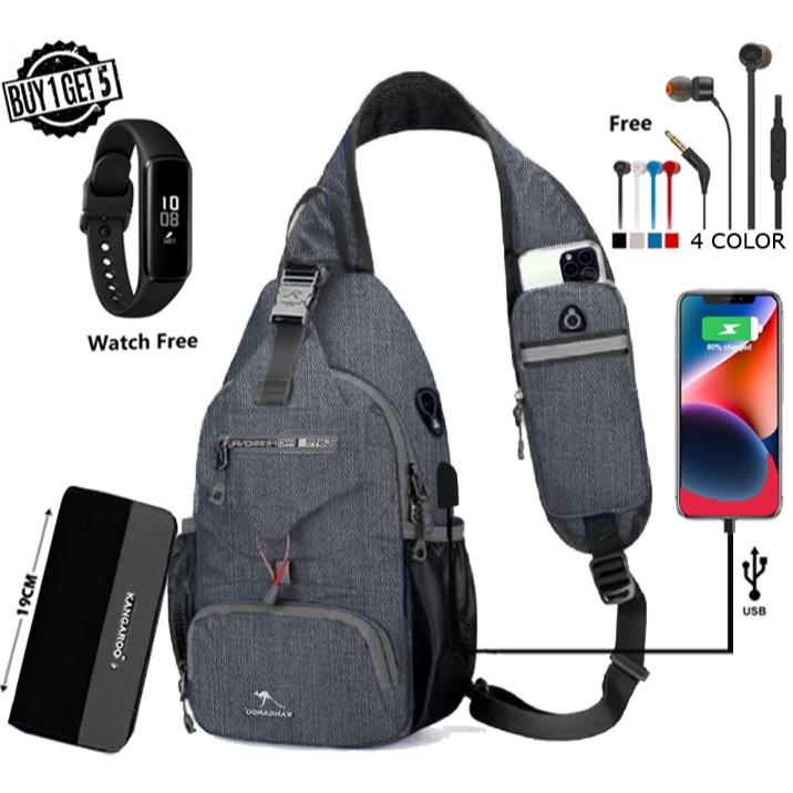 Kangaroo X JEEP TAS WATERPROOF BAG USBPORT ฟรีชุดหูฟัง WATCH และ ...