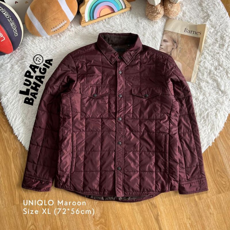 Uniqlo Maroon Quilted Outer Jacket ไซส์ XL Slim • ของแท้ 100% | Shopee ...