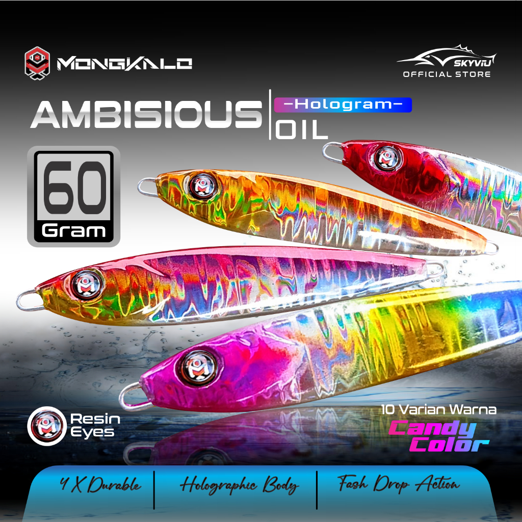โลหะ JIG เหยื่อ 60 กรัม MONGKALO AMBISIOUS โฮโลแกรมน้ํามัน 60 กรัม ...