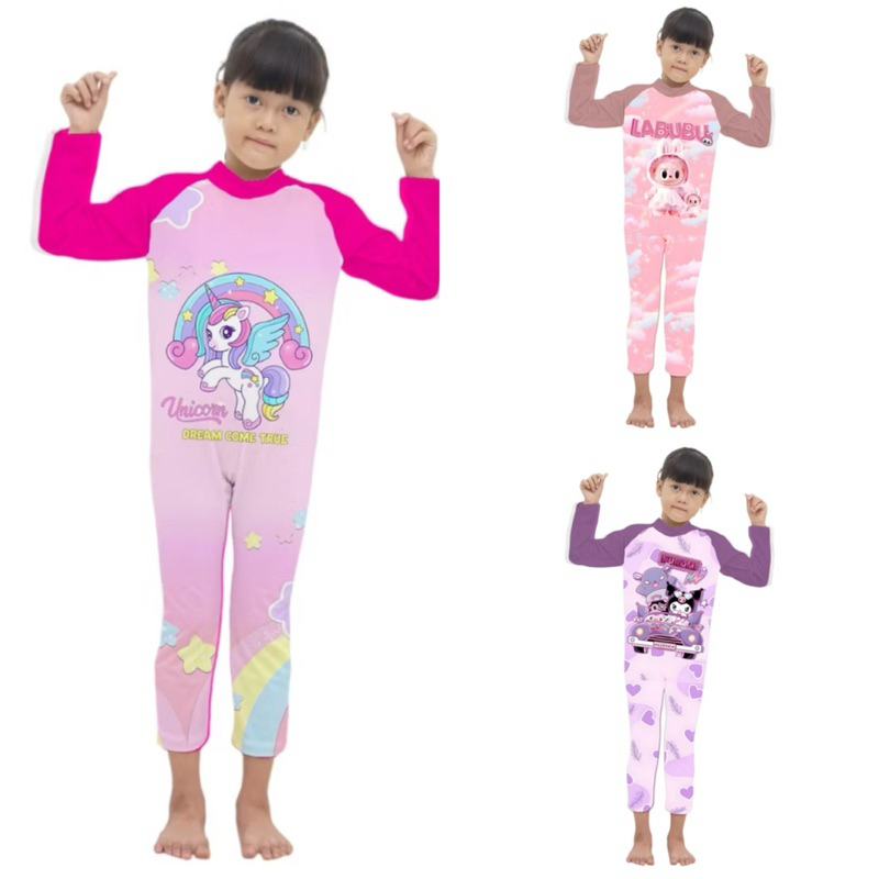 ชุดว่ายน้ําเด็กยูนิคอร์น DREAM COME SING Fullmoon Labubu Barbie Kuromi ...