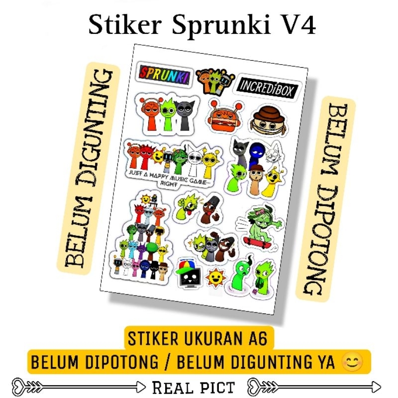 Sprunki V4 Stickers / สติ๊กเกอร์ Uncut ขนาด A6 / สติ๊กเกอร์น่ารัก / ไม่ ...