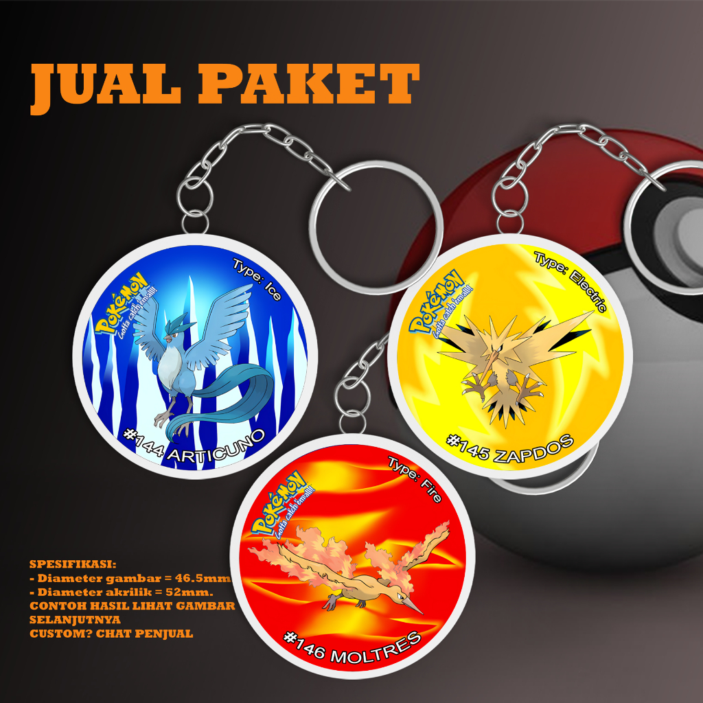 GANTUNGAN Tazos Tazo Pokemon Spin Articuno Zapdos Moltres พวงกุญแจ ...