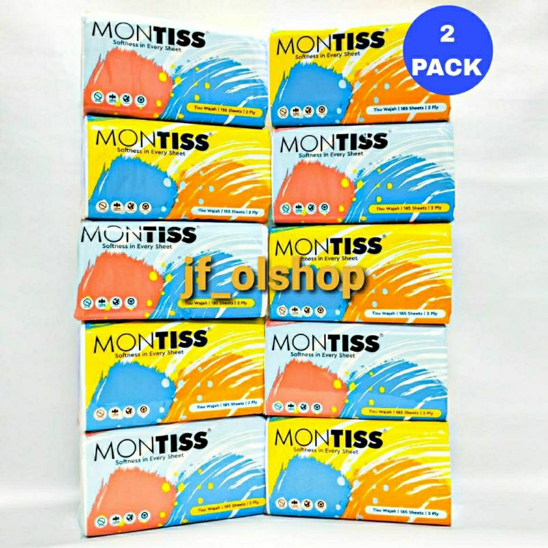 | แพ็คเกจ CONTAINS 20 | เนื้อเยื่อ Montiss Facial Soft Pack 185s 2ply ...