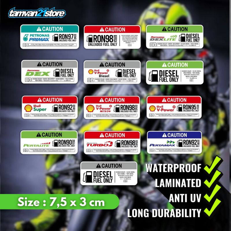 สติ๊กเกอร์ GASTOLINE WARNING UNLEADED FUEL ONLY SHELL SUPER, SHELL V ...