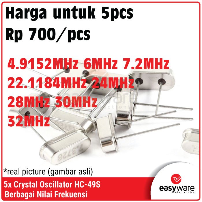 5 ชิ้นคริสตัล 4.9152MHz 6MHz 7.2MHz 22.1184MHz 24MHz 28MHz 30MHz 32MHz ...