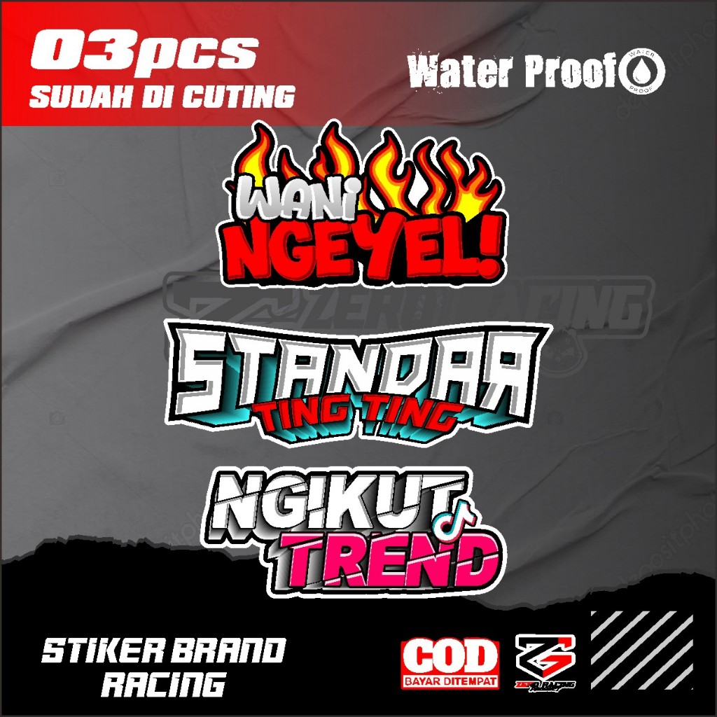 สติ๊กเกอร์แพ็ค CONTAINS 6 ชิ้น ยี่ห้อ RACING DRAG JOKI กันน้ํา ANTI ...