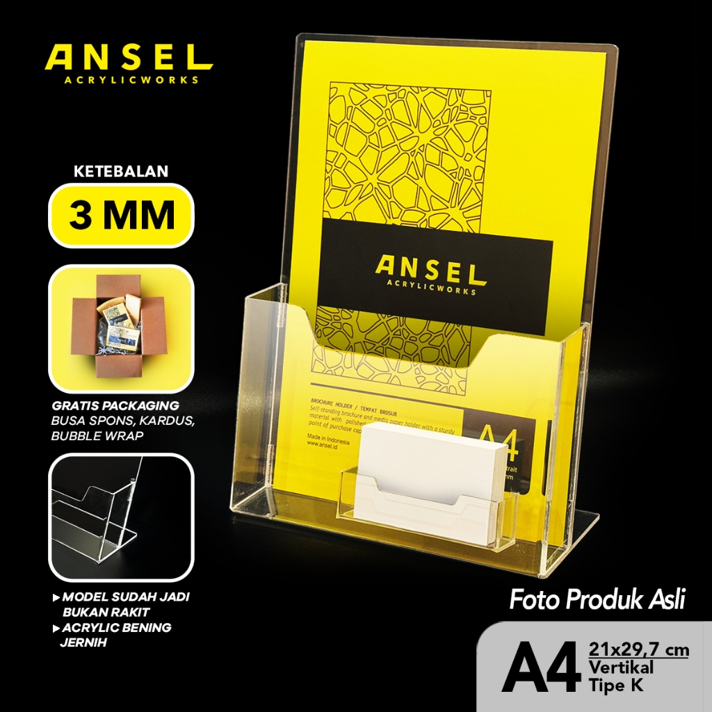Ansel ที่วางโบรชัวร์อะคริลิคพร้อมนามบัตร / ที่วางใบปลิวอะคริลิค - A4 ...