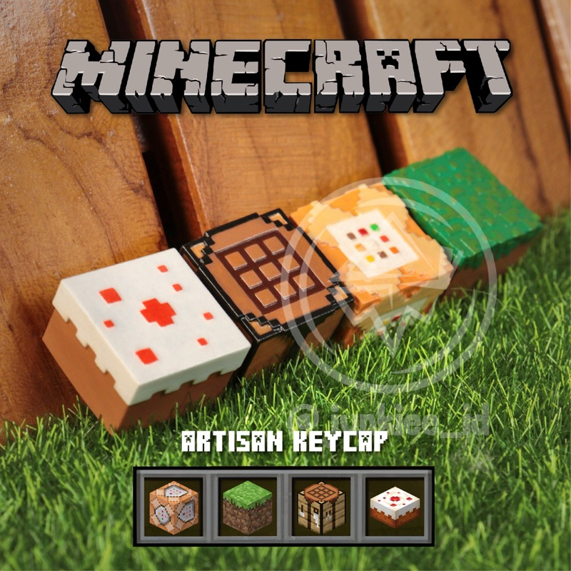 Minecraft artisan keycaps crafting block เค้กหญ้าบล็อก command block ...