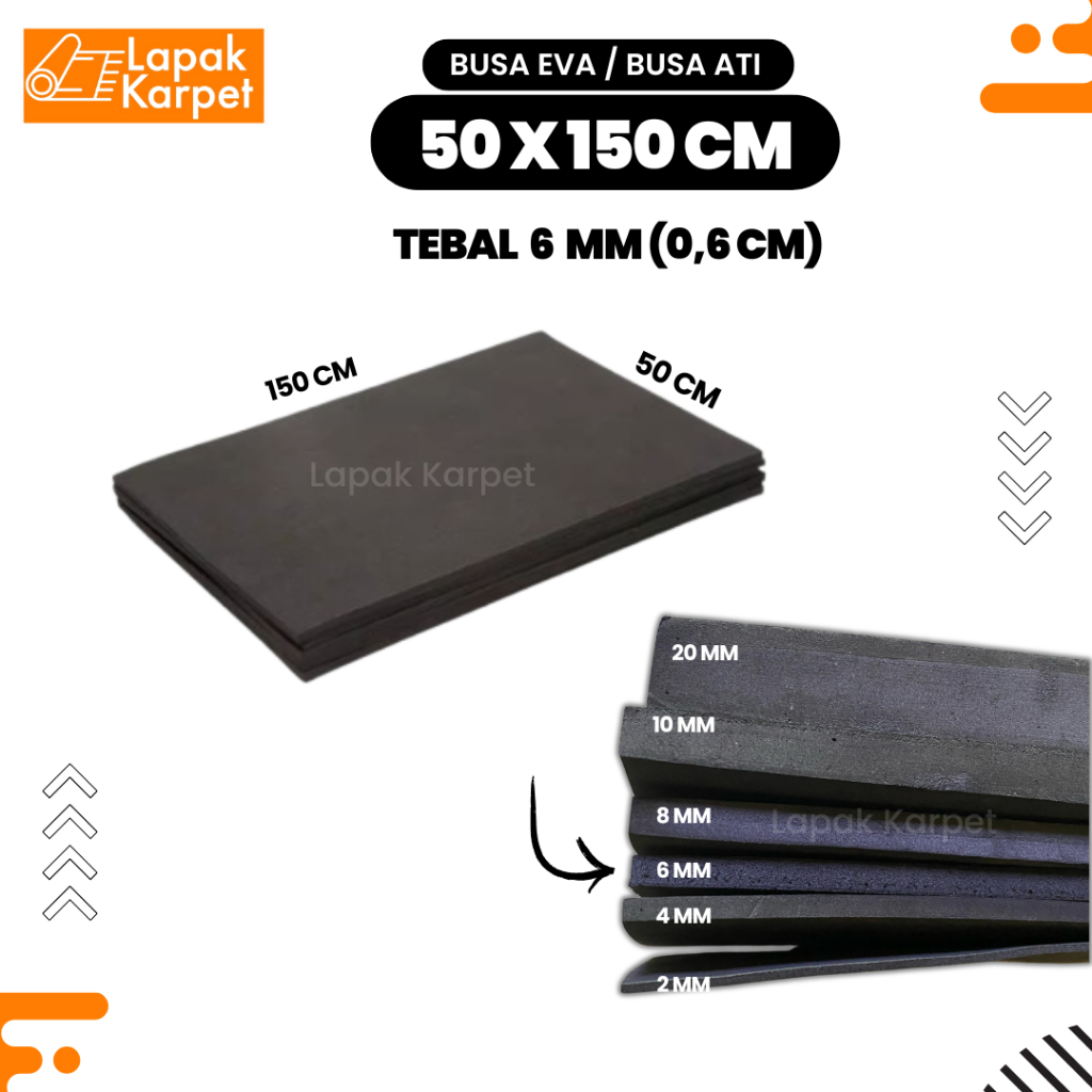 โฟม Eva / โฟม Ati / ฟองน้ํา Eva / โฟม Eva / ขนาด 50x150 ซม. / หนา 5,6 ซม. (6 มม.) / โฟม Ati อเนก ...