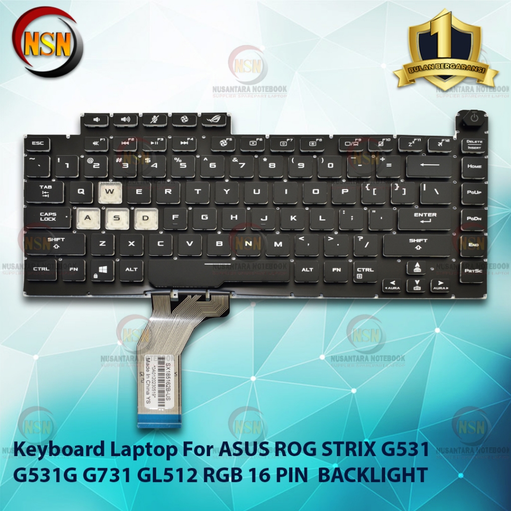 แป้นพิมพ์แล็ปท็อปสําหรับ ROG STRIX G531 G531G G731 GL512 RGB 16 PIN ...