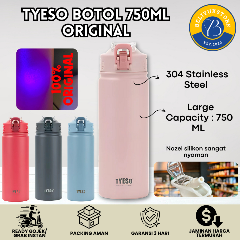 TERMOS Original TYESO Thermos Bottle Tumbler 750ml / Tyeso Tumbler Thermos Bottle 750ML / Tyeso ...