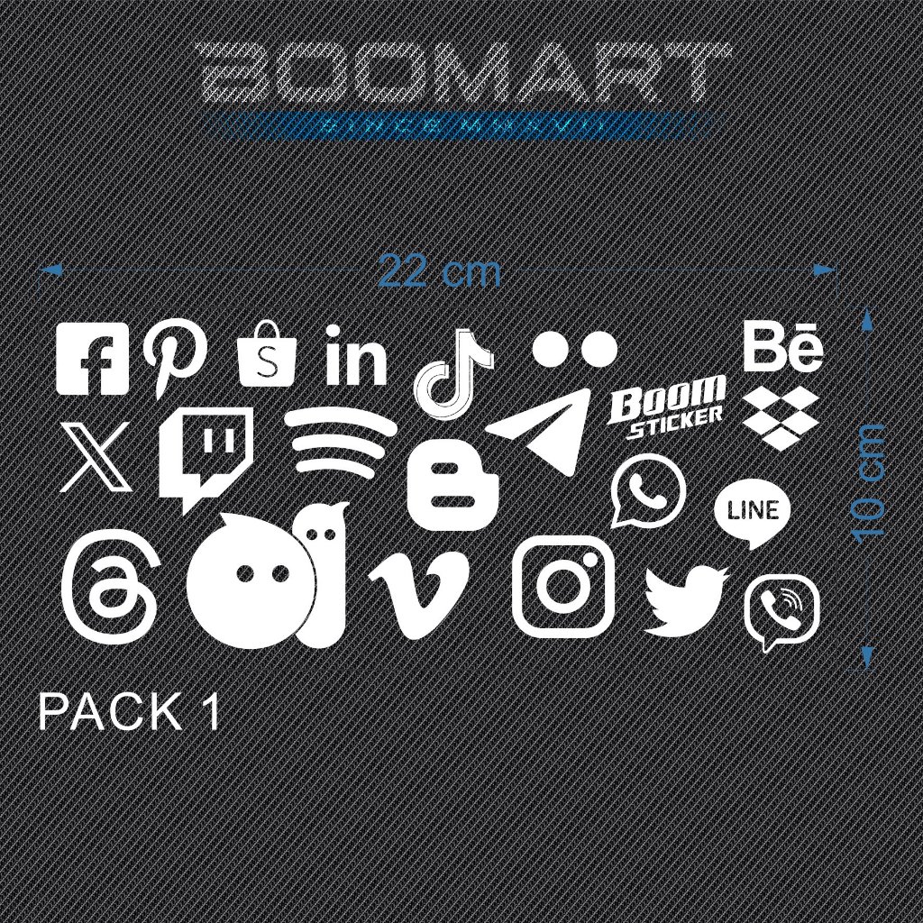 PUTIH STICKER PACK SOCIAL MEDIA โลโก้ APPLICATION PRINT UV WHITE INK ...