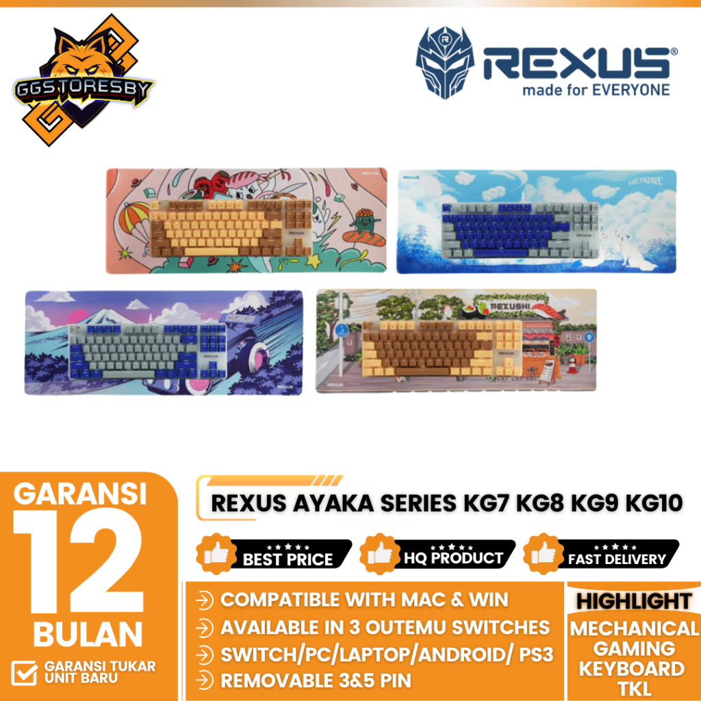 REXUS AYAKA SERIES KG7 KG8 KG9 KG10 WIRED MECHANICAL GAMING KEYBOARD ...