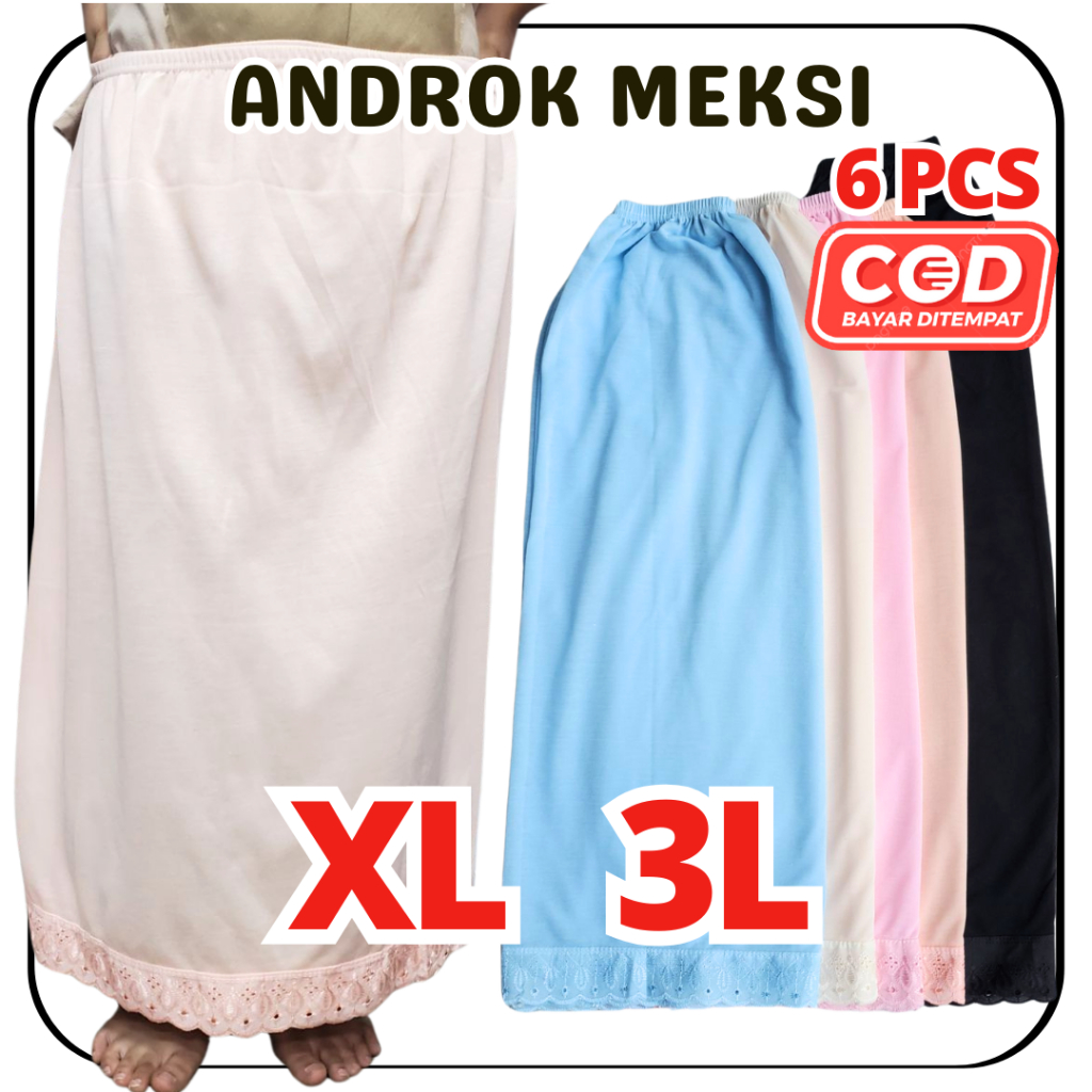 6 ชิ้น Long Androk / Underok Maxi / Anderok / Handrok / กระโปรงยาวด้านใน | Shopee Thailand