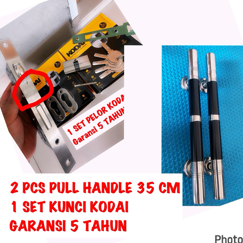 ล็อคประตูคู่ kodai MAIN ประตูล็อค 2 มือจับประตูขนาด 35 ซม. + PELOR lock ...