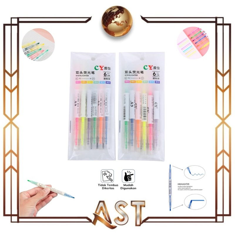Stabilo (1 ชุดมี 6 ชิ้น) 2 ด้าน Pastel Diary Highlighter Aimilo Color ...