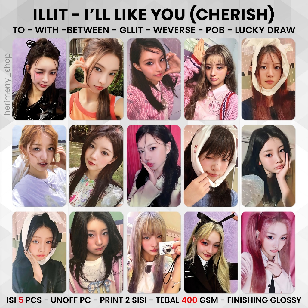 (CONTAINS 5 ชิ้น) Photocard ILLIT ILL LIKE YOU HERIBERRY - พรีเมี่ยม ...