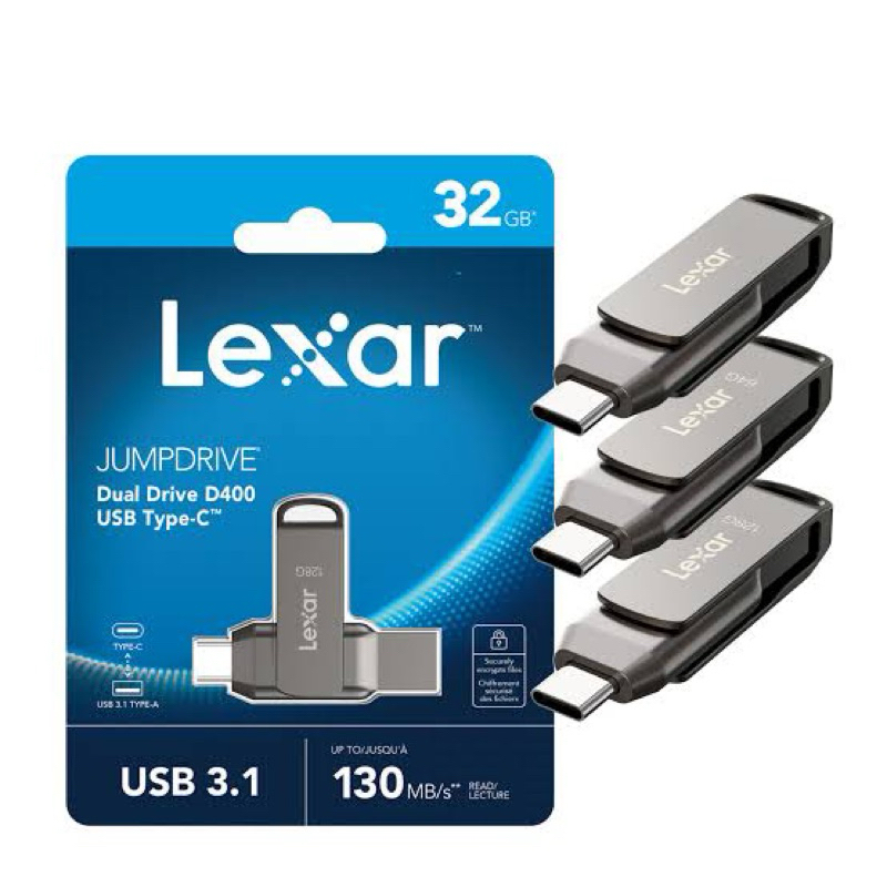 Flashdisk Lexar Jumpdrive D400 Dual Drive OTG Type-C 32GB USB 3.1 รับประกันอย่างเป็นทางการ ...