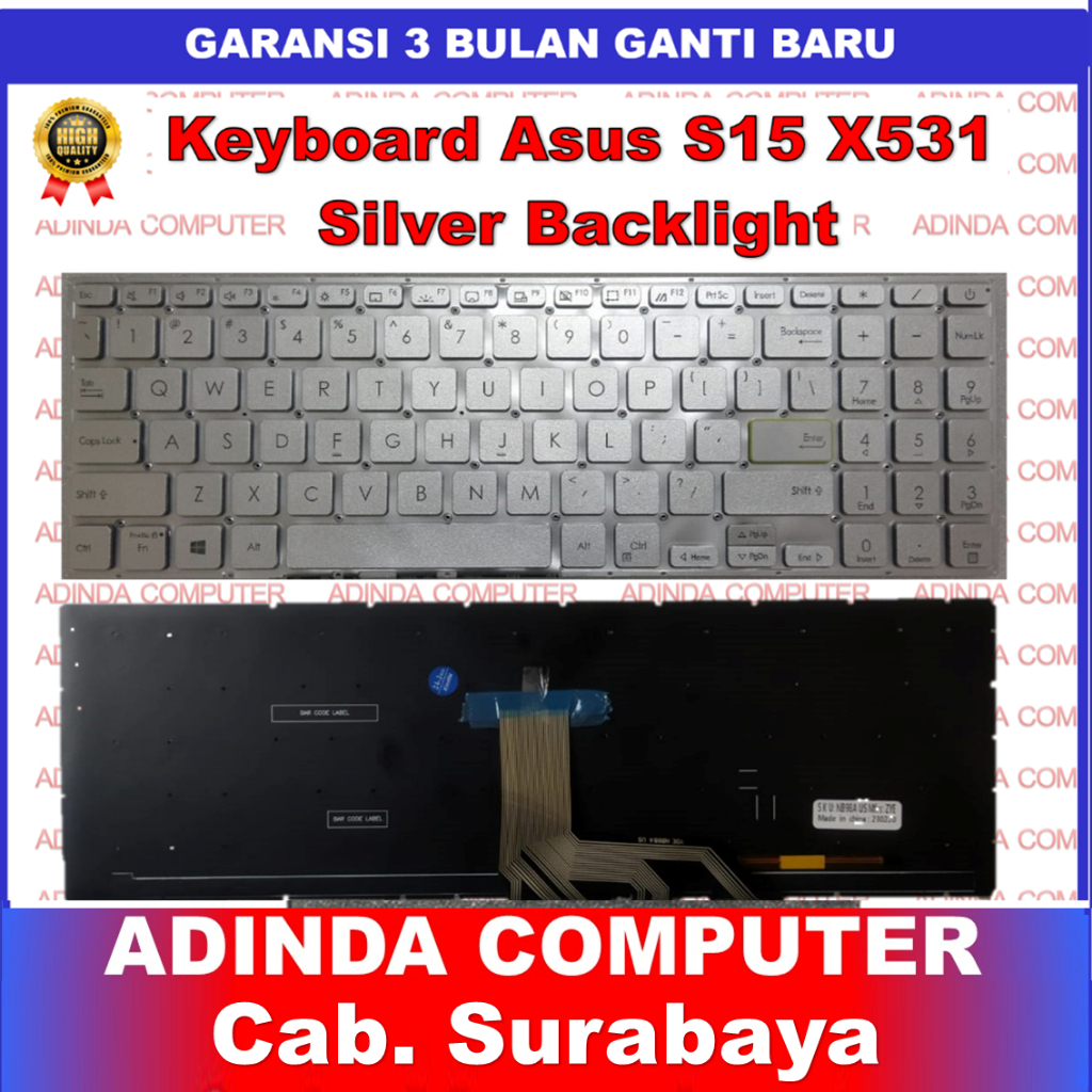 Asus VivoBook S15 X531 S532 S532F S532FA S532FL S5500 S5500F คีย์บอร์ดแบ็คไลท์สีเงิน | Shopee ...