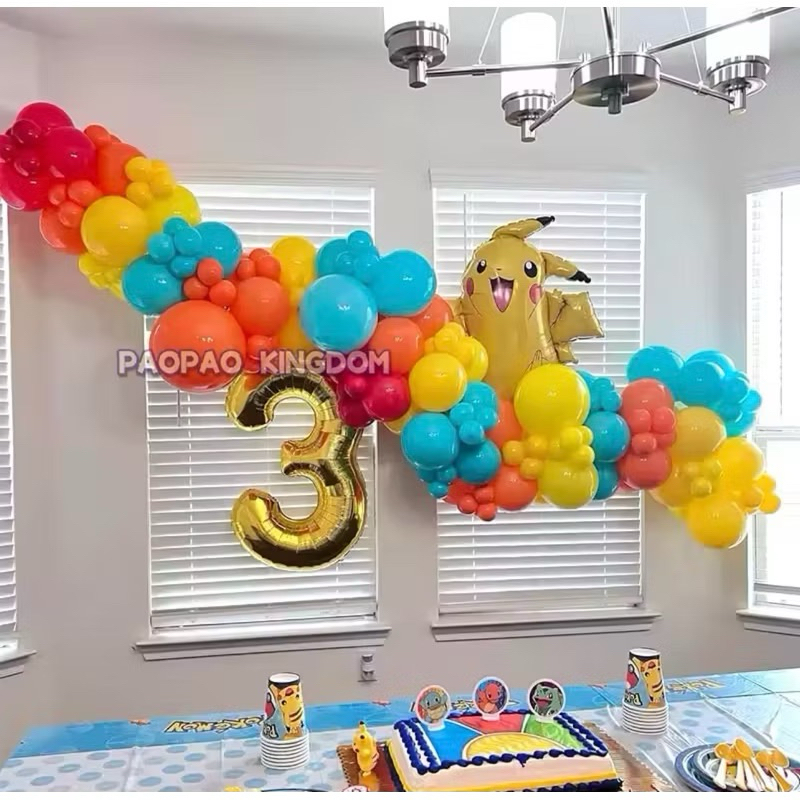 Pikachu Balloon Pack Pokemon Numbers Arch Garland ตกแต่ง | Shopee Thailand