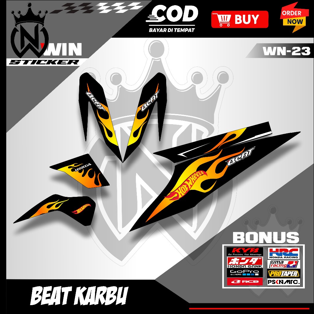 Karbu Beat Striping สติกเกอร์ 2008 2009 2010 2011 2012 WN-23 HotWheels ...