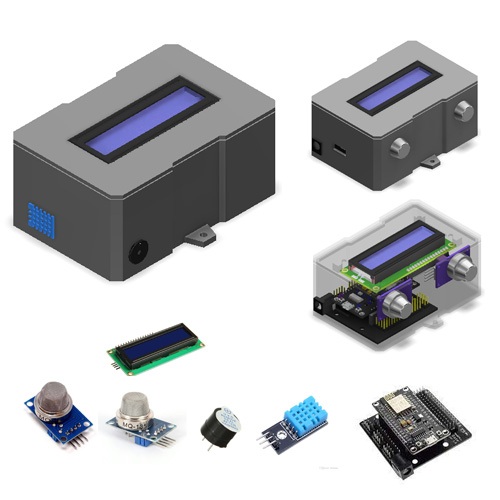 CASE ESP8266 แผ่นฐาน NODEMCU EXPANSION BOARD MQ2 MQ135 DHT11 BUZZER 5V ...