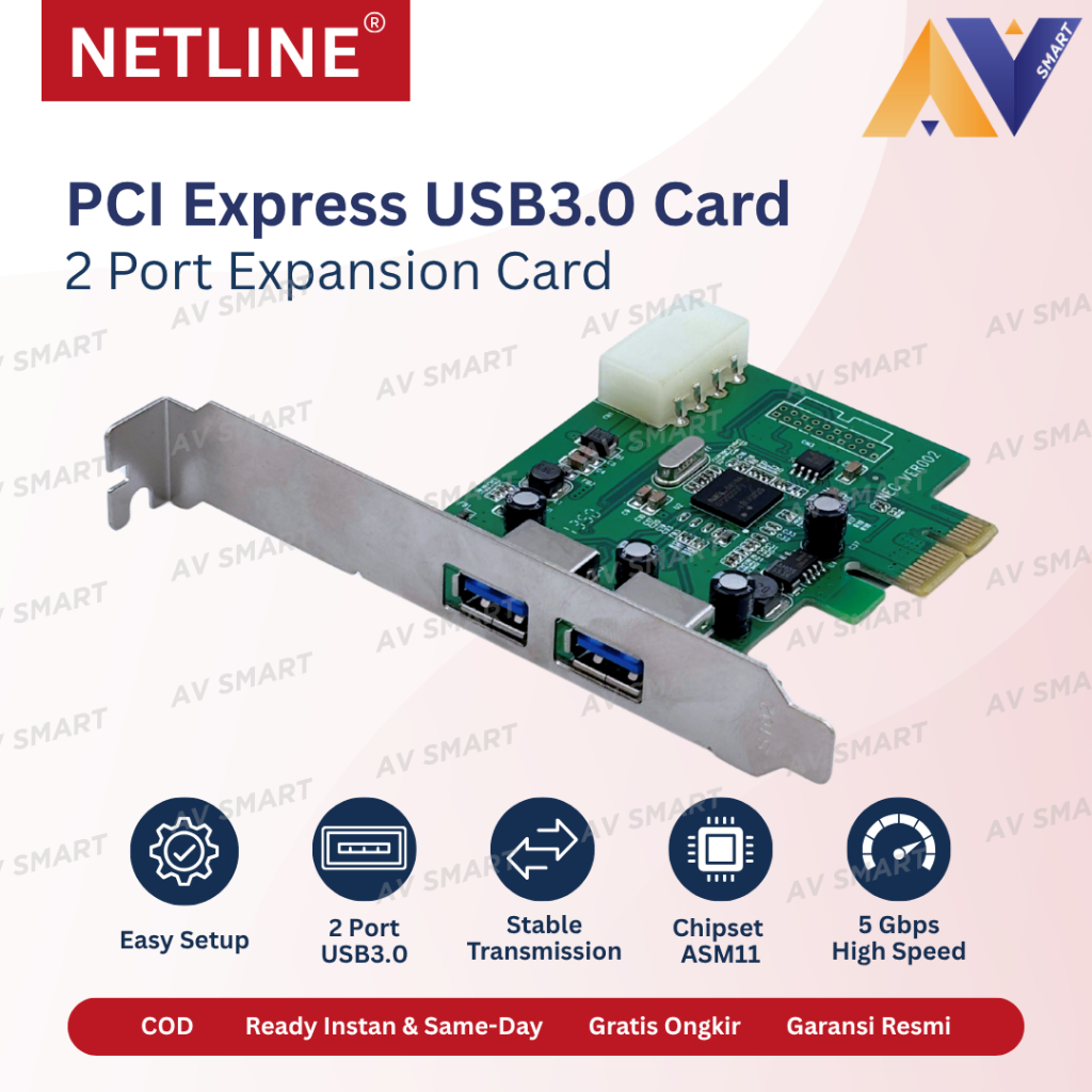 Netline PCIe USB3.0 การ์ดขยาย 2 พอร์ต อะแดปเตอร์ PCI Express USB 3.0 | Shopee Thailand