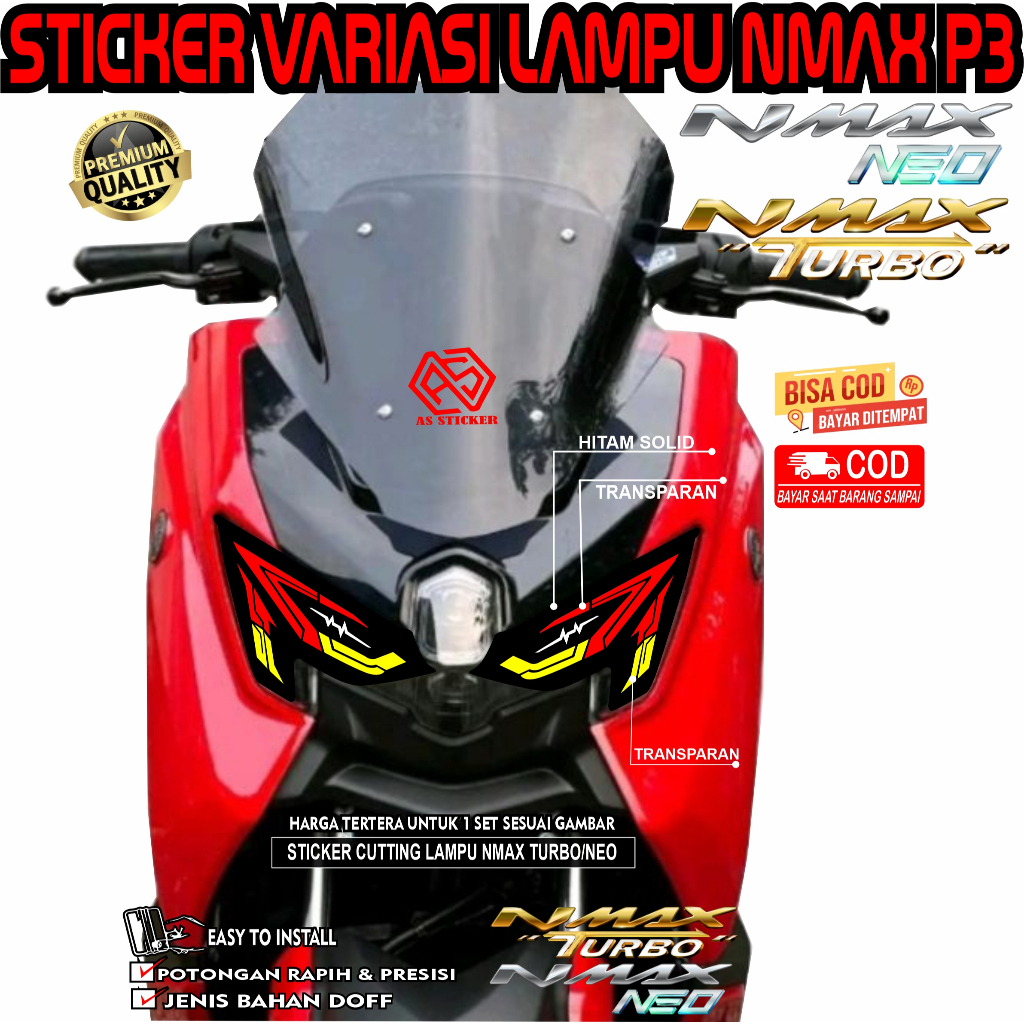 NMAX NEO & NMAX TURBO HEADLIGHT สติ๊กเกอร์ตัดสี COMBINATION (P3 ...