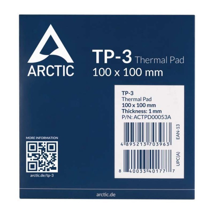แผ่นความร้อน Arctic TP-3 TP3 100x100 มม. 1 มม. แผ่นความร้อนประสิทธิภาพ ...
