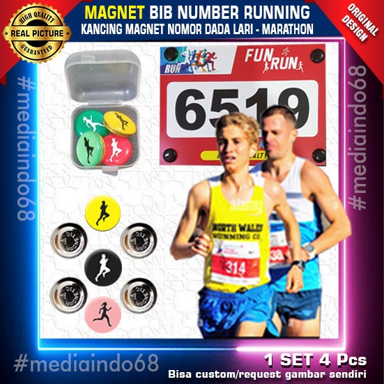 Bib Number Magnet/ BIB Race Marathon Magnet/ปุ่มแม่เหล็กวิ่งหมายเลข ...