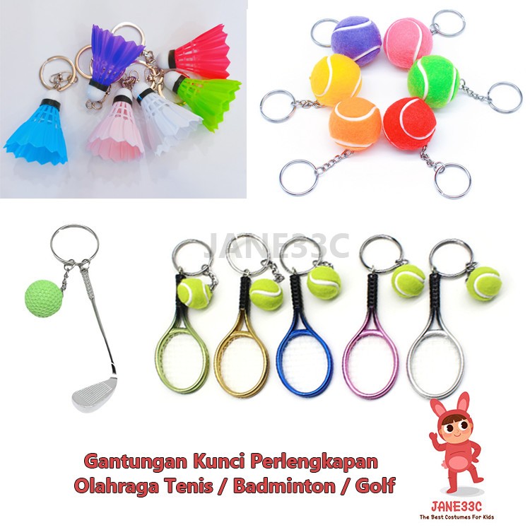 GANTUNGAN Mini Sports Keychain Tennis Badminton Golf Racket | Ball ...