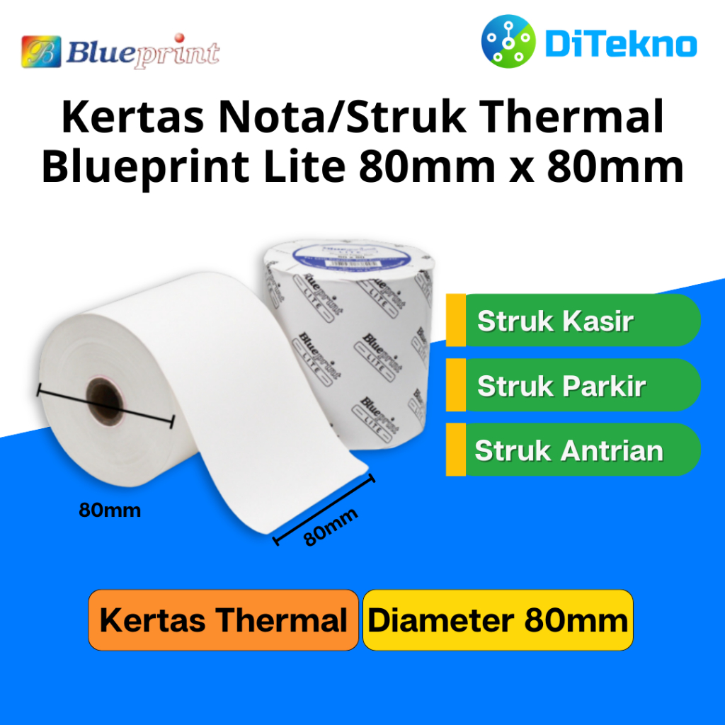 Blueprint Lite Thermal Note 80x80 ม้วนใบเสร็จกระดาษแคชเชียร์ | Shopee ...