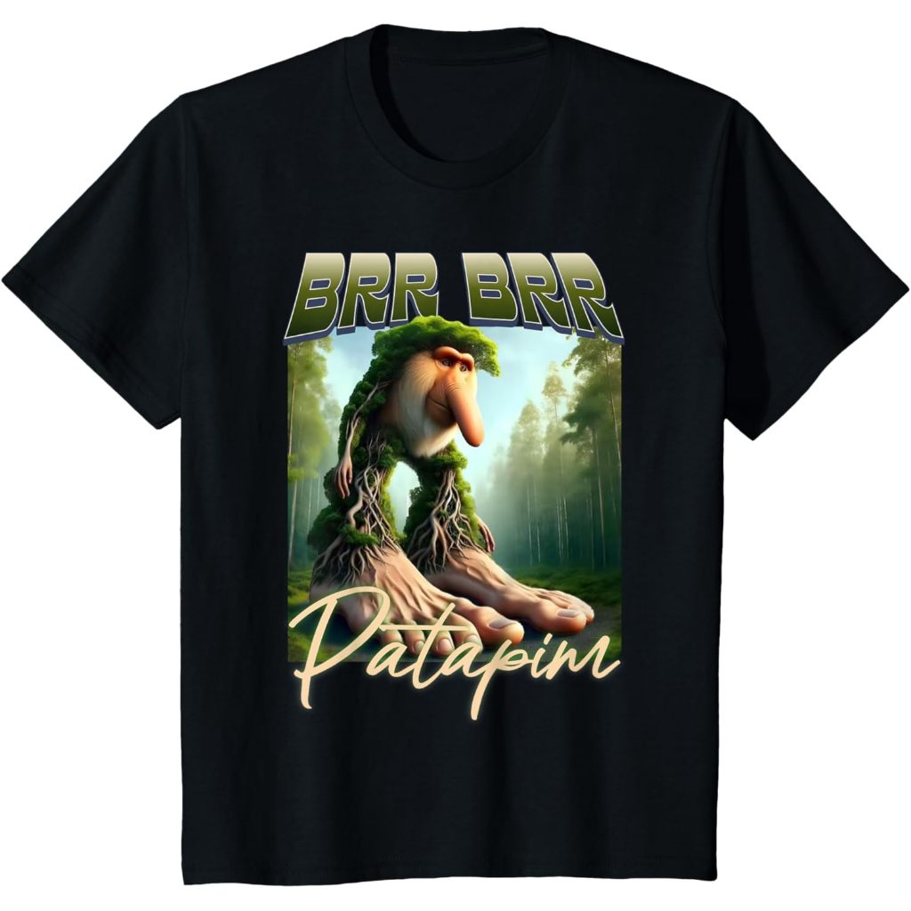 เสื้อยืดเด็ก Brr Brr Patapim อิตาลี Brainrot Meme Forest Monkey Bootleg ...