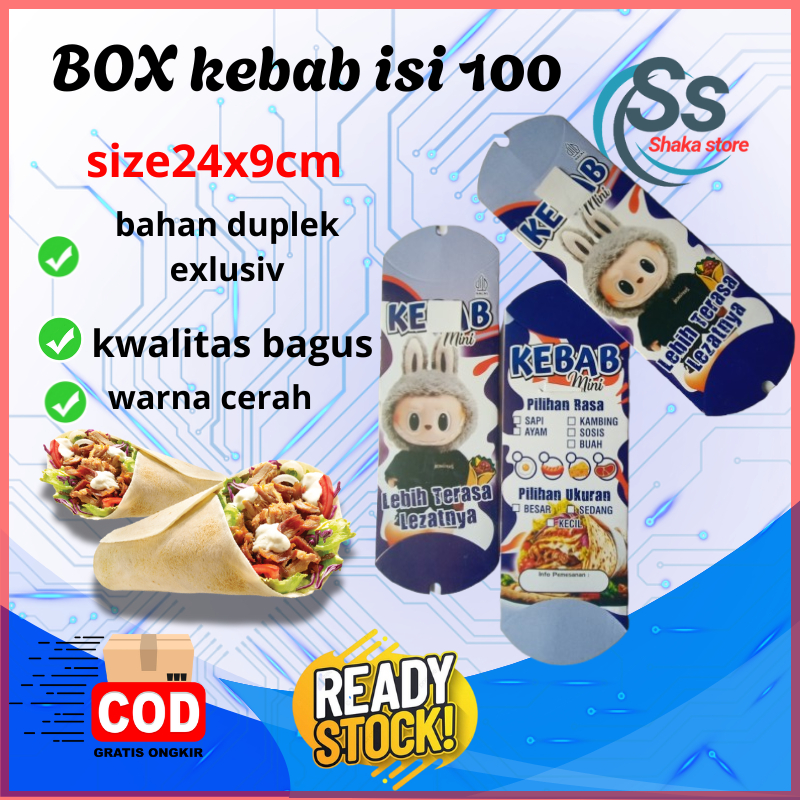 Duplex Kebab บรรจุภัณฑ์ 24x9 ซม. Food Outlet Paper Kebab Wrap ความยาว ...