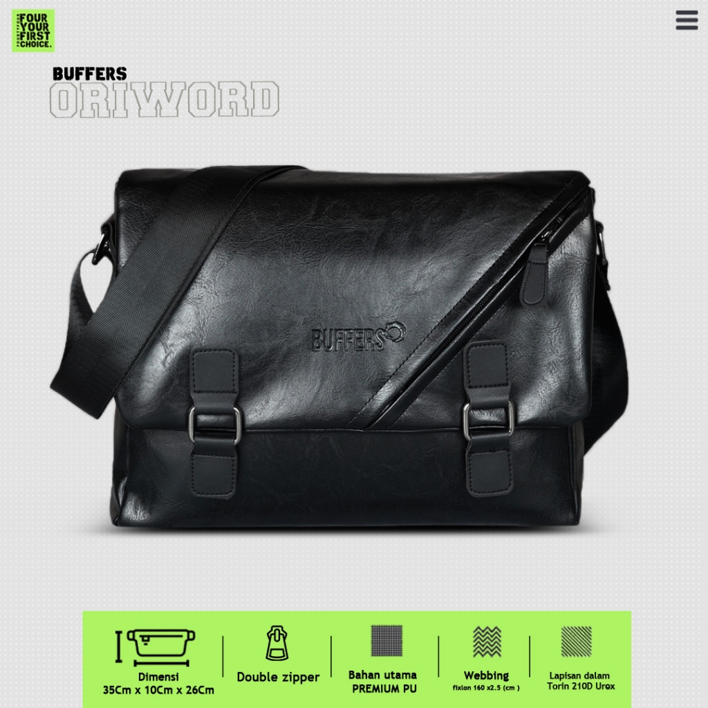 BUFFERS Oriword Leather Work Sling Bag Leather Original | Shopee Thailand