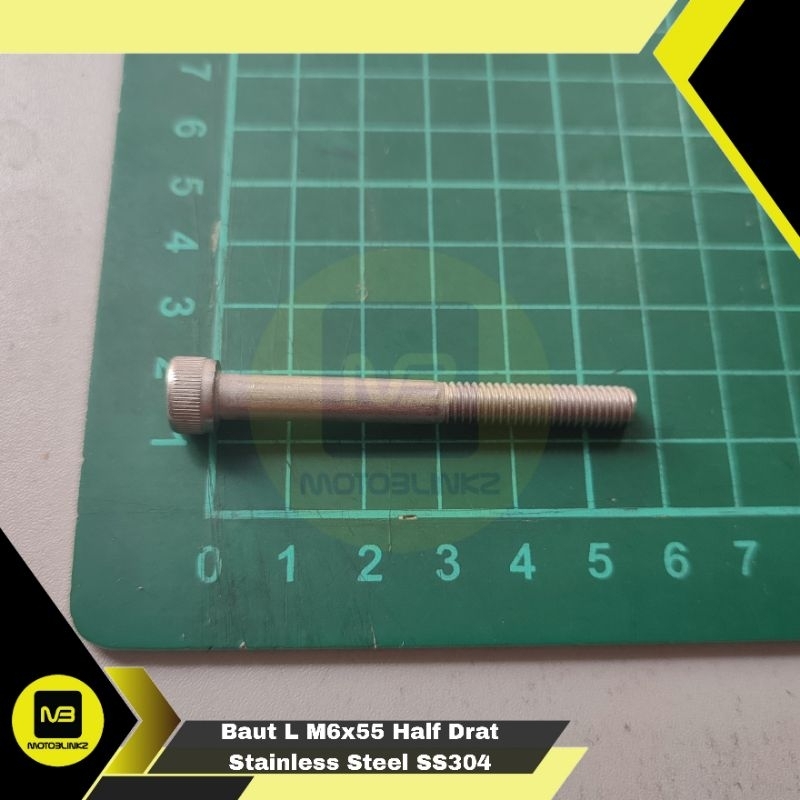 L ครึ่งเกลียว Bolt ครึ่งเกลียว M6 x 55 M6x55 สแตนเลส SS 304 SS304 ...