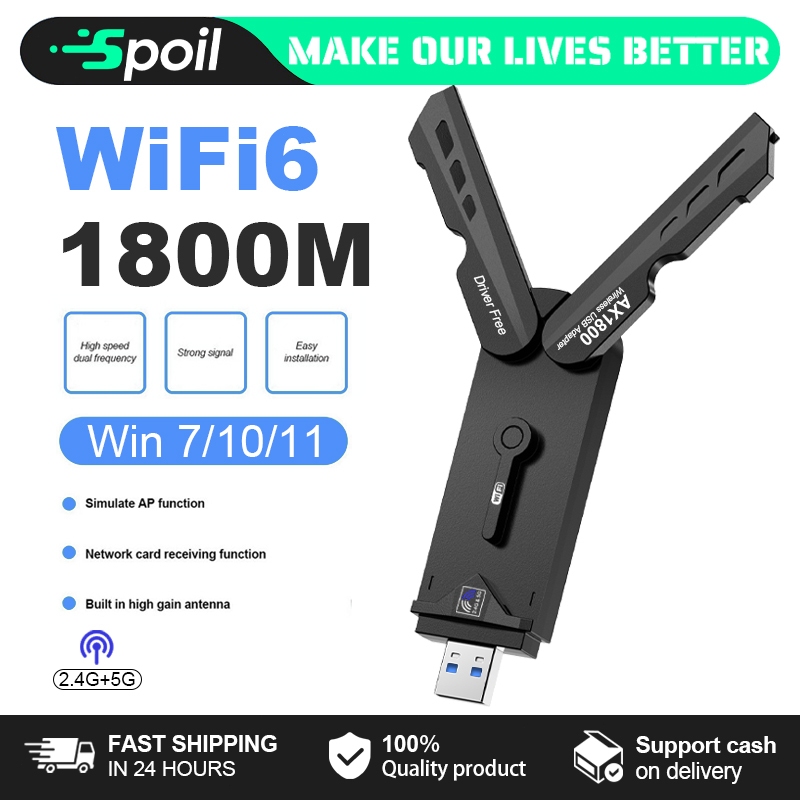 Wireless WiFi การ์ดเครือข่ายอะแดปเตอร์ตัวรับสัญญาณ Gigabit Dual Band 2.4GHz+5GHz Dongle WiFi สูง ...