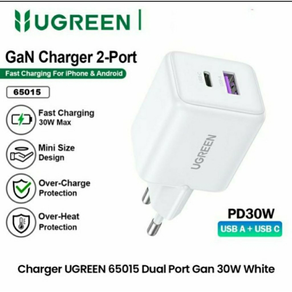 UGREEN Dual Port Usb PD 30W Usb A + Usb C 65015 Shell Adapter | 65014 ...