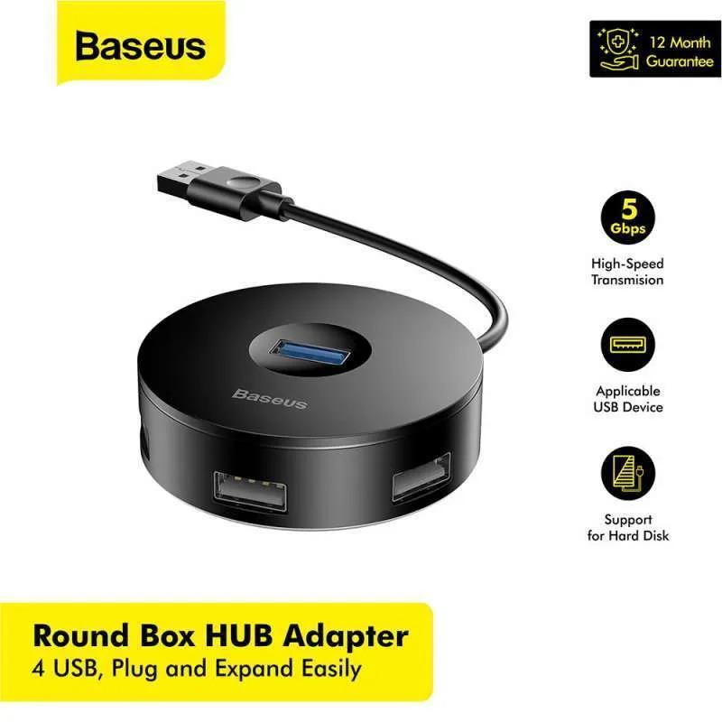 Baseus Round Box Adapter HUB 3.0 Male to 4 Port USB 3.0 Female ORIGINAL ...