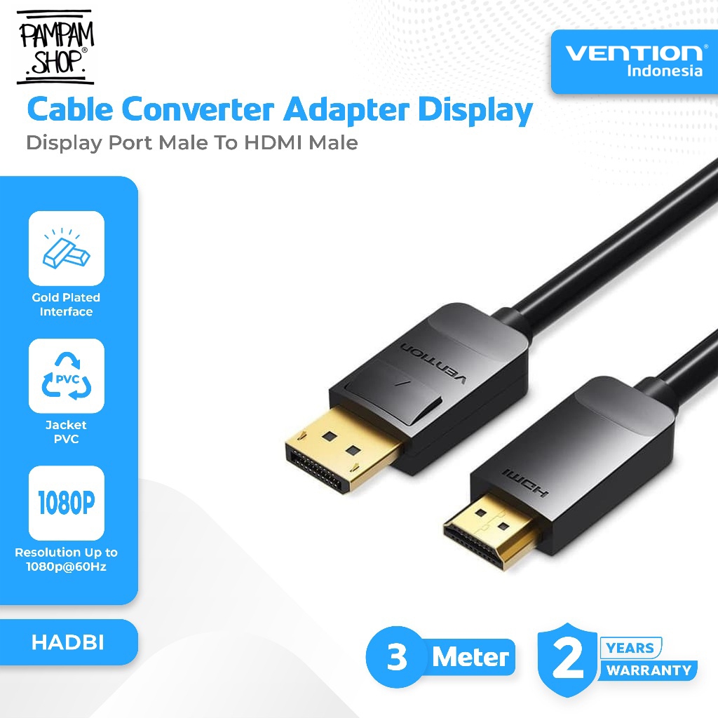 VENTION HADBI Converter Display Port Male to HDMI Male 1080P @ 60Hz DP ...
