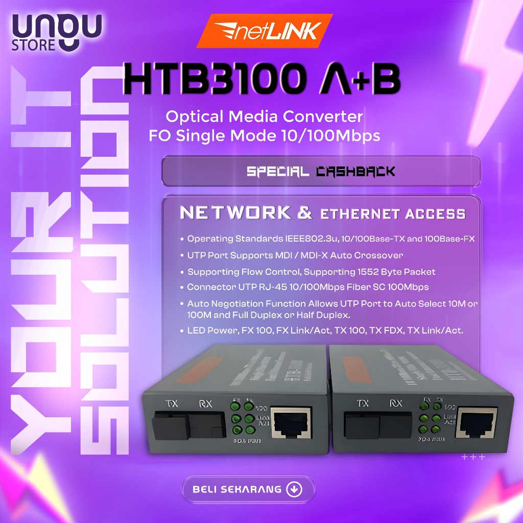Htb-3100 Optical Media Converter FO ถึง RJ45 Single Mode 10/100Mbps 1 ...