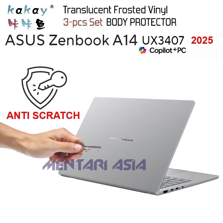 Anti Scratch Body Protector ASUS ZenBook A14 UX3407 (2025) - KAY ชุด 3 ชิ้น PREMIUM MATTE ไวนิล ...