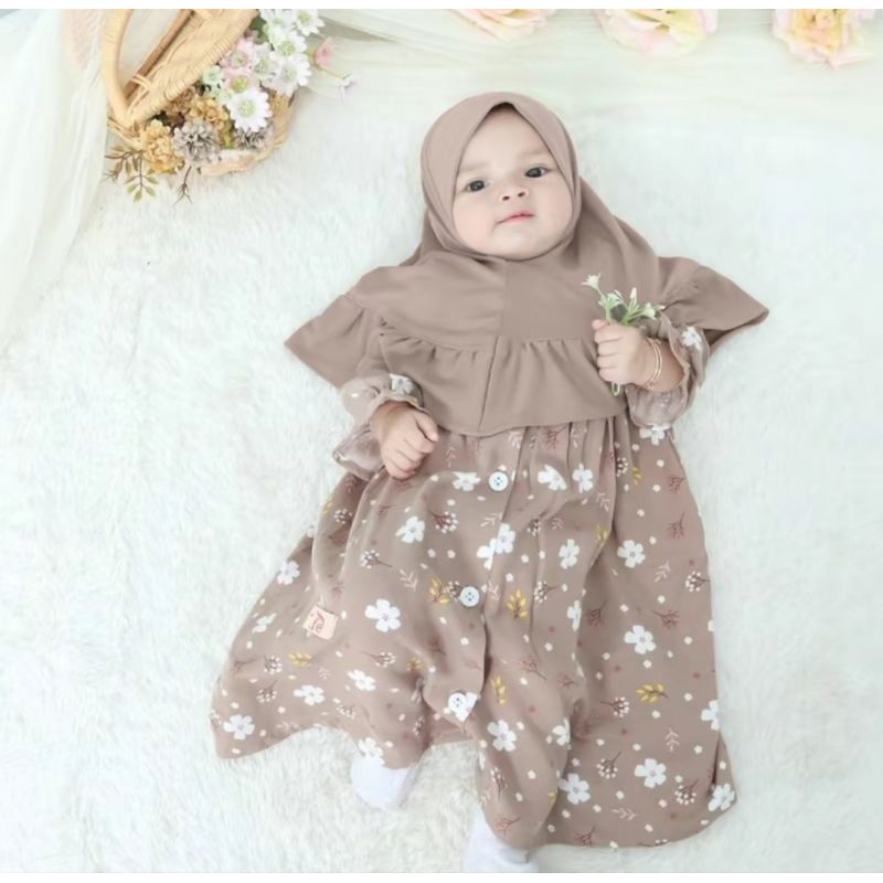 ชุดฮิญาบลายดอกไม้ Baby Gamis 0-18 เดือน | Shopee Thailand