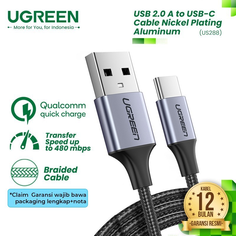 UGREEN 60408 usb-c Male to usb 2.0 A Male / Cable usb to type c 3M | Shopee Thailand
