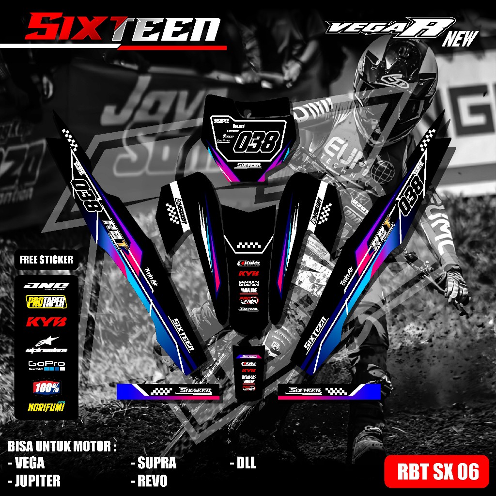 สติ๊กเกอร์ RBT/GTX VEGA R ใหม่ล่าสุดดัดแปลง RBT Bebek รถจักรยานยนต์ ...