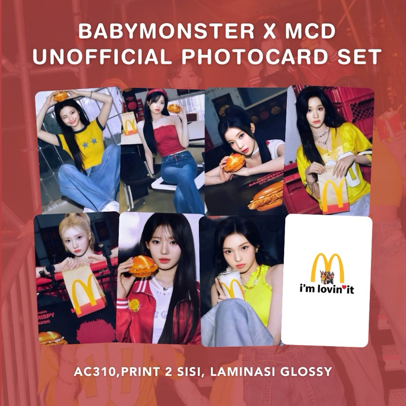 [ชุด] BABYMONSTER X MCDONALDS MCD Unofficial Photocard Set Ahyeon Ruka Asa Pharita Chiquita ...