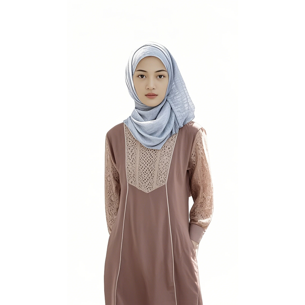 Abaya Basic Habibah Premium Gamis ธรรมดา Umarh ทุกวัน Abaya ปุ่มชุด Gamis Batwing Oversize ...